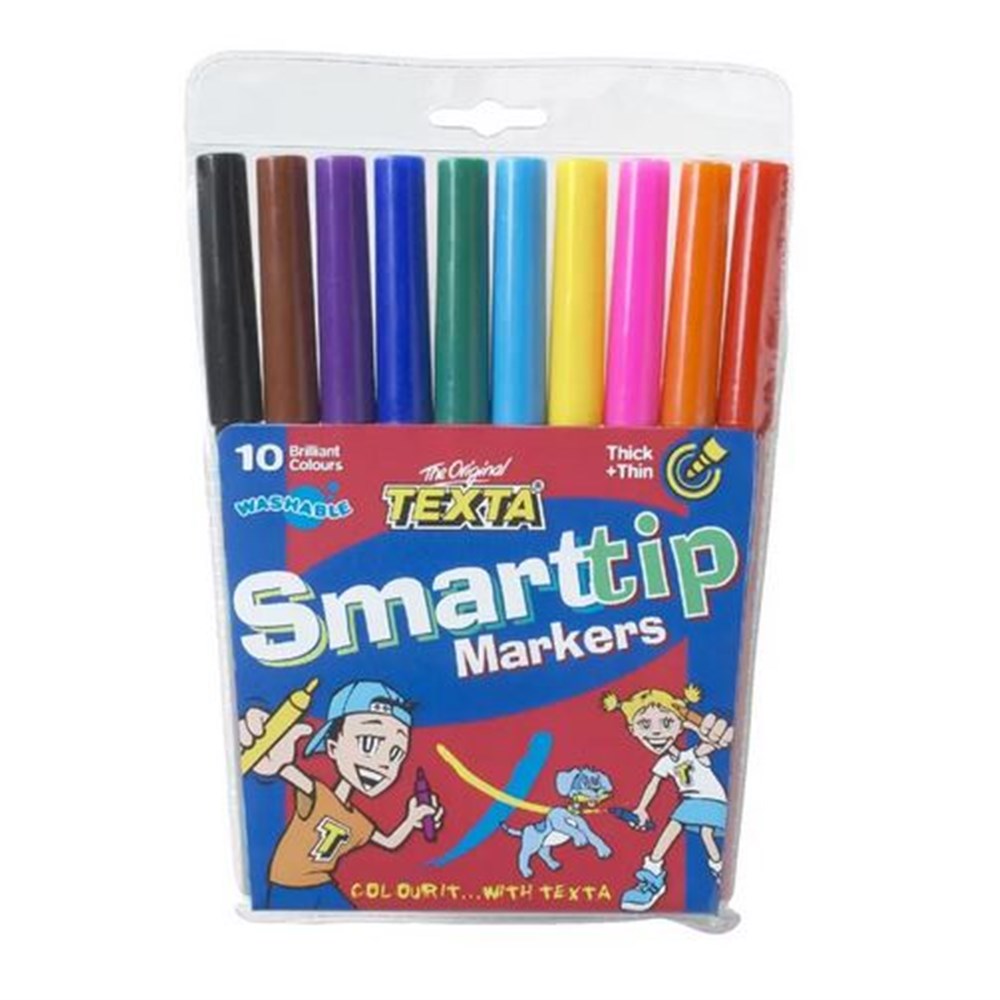 Coloured Markers - MARKERS SMART TIP TEXTA THICK + THIN PKT/10 ...