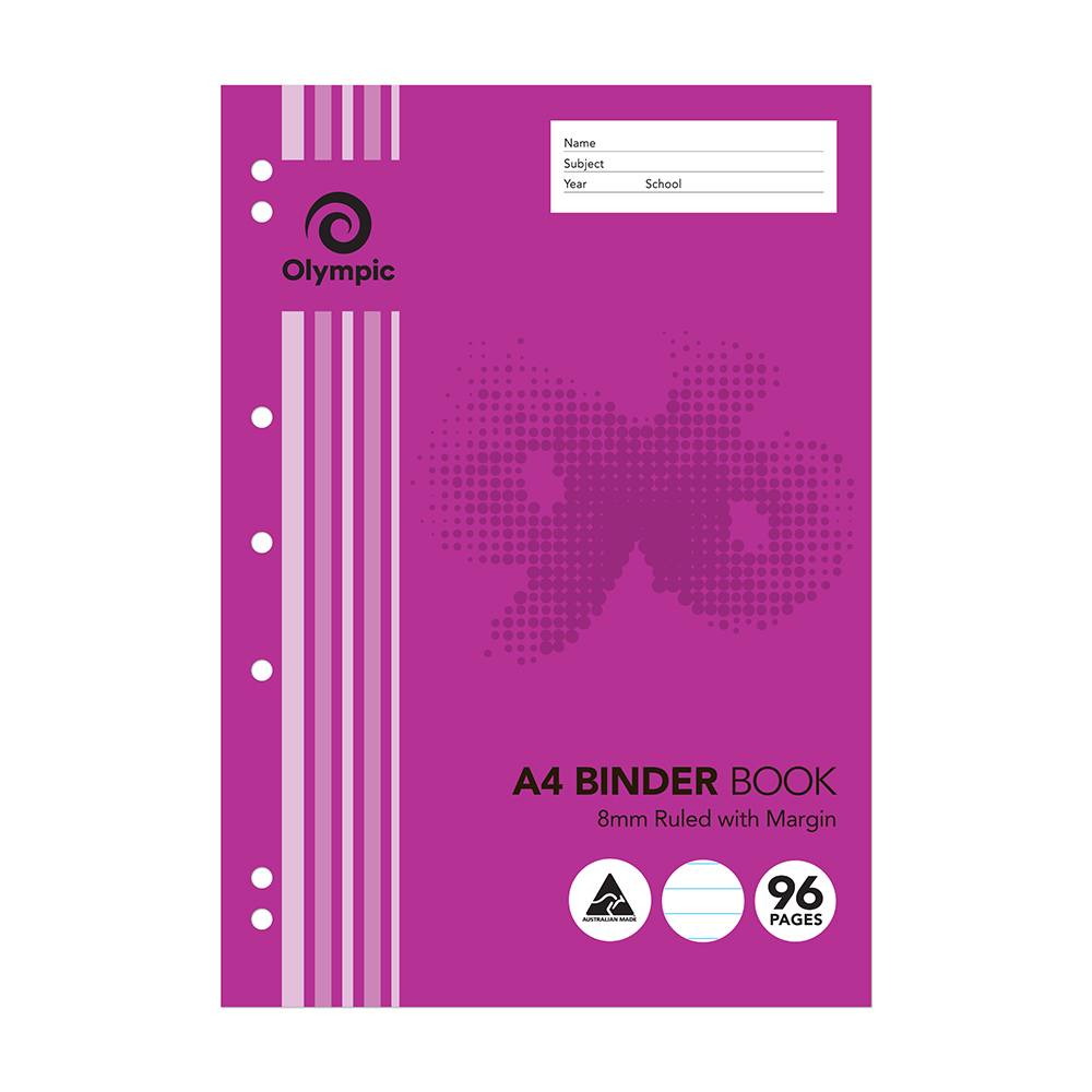 Olympic A4 Binder Book 8mm Ruled with Margin 96 Pages - Theodist