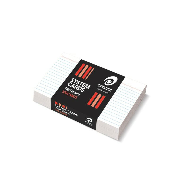 SYSTEM CARDS 125x75mm PACK/ 100 FOR CARD FILE BOX SMALL - Theodist ...