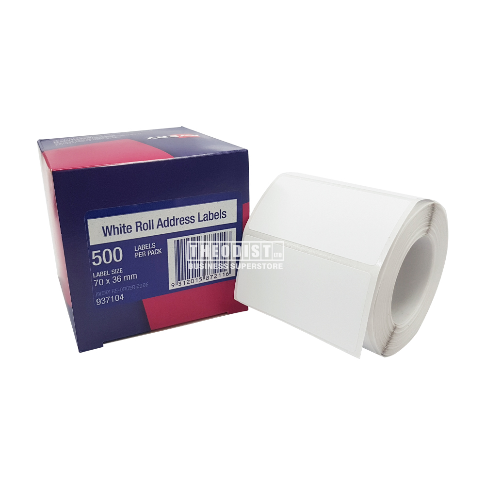 Avery 937104 White Roll Address 500 Labels Per Pack 70x36mm | Theodist - Theodist