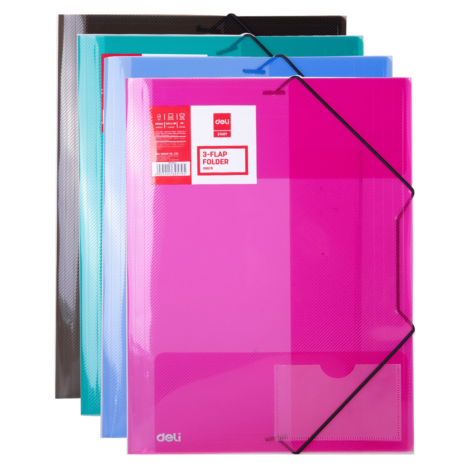 FOLD FILE DELI ASST'D COL w/ELASTIC STRAP A4 W39579 - Theodist - Theodist