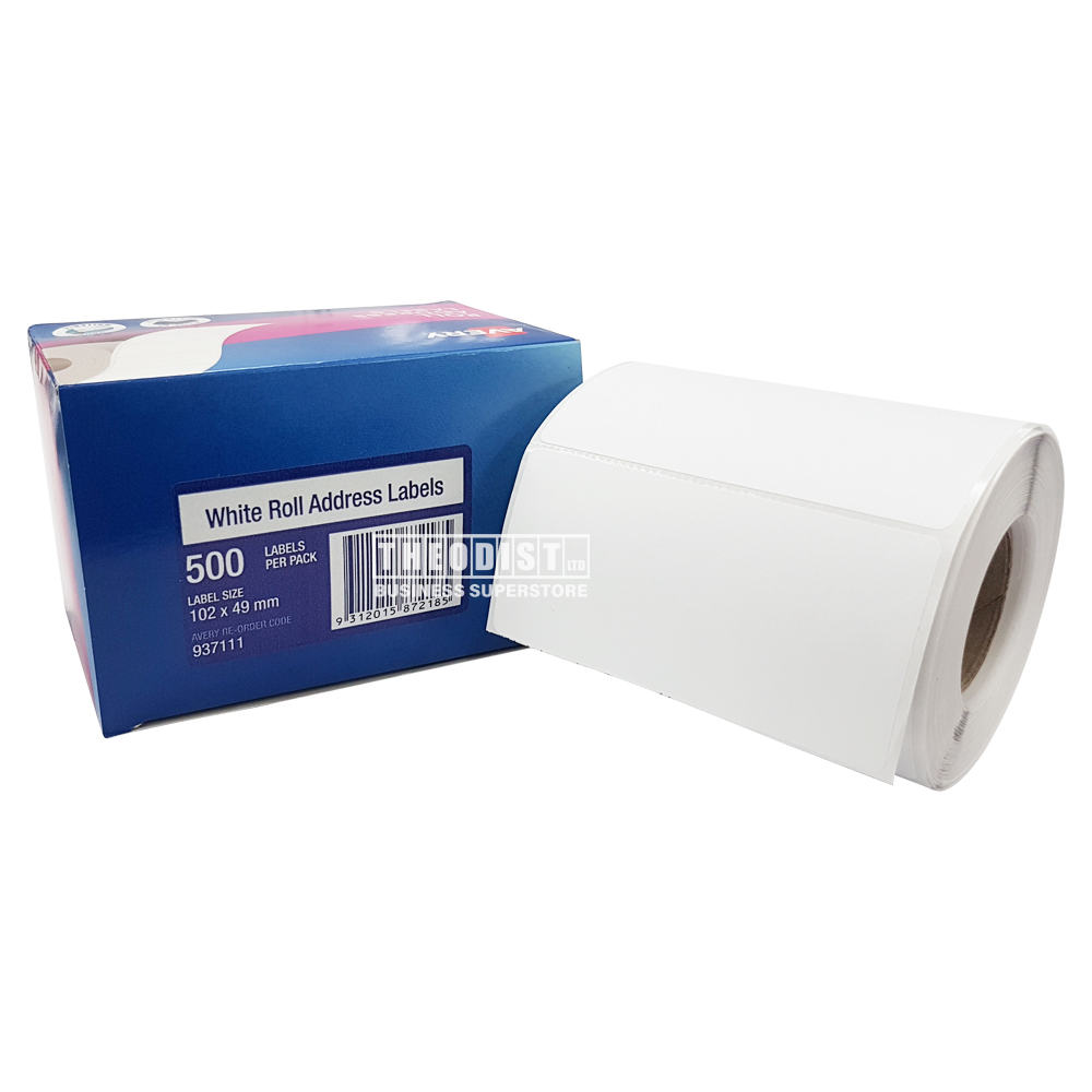 Avery 937111 White Roll Address 500 Labels Per Pack 102x49mm | Theodist ...