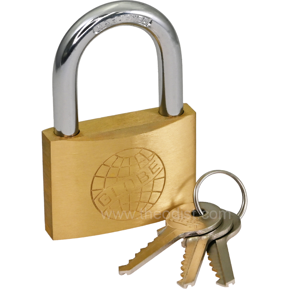 Globe HL406 Padlock Brass 2 1/2" with 3 Keys - Theodist