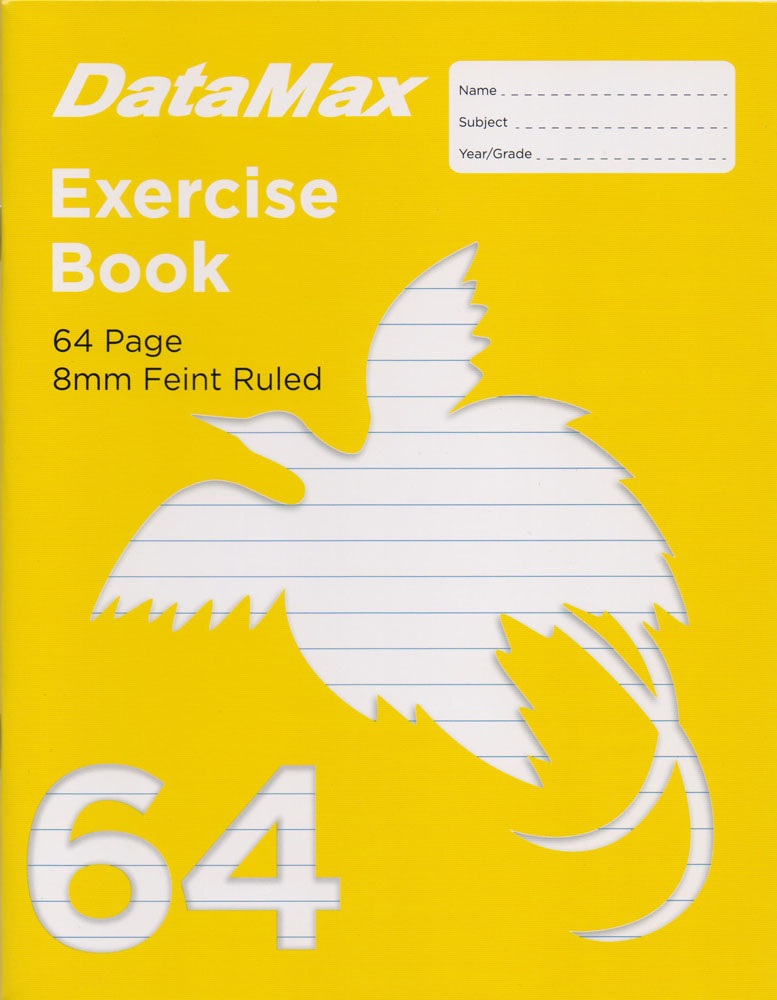 DataMax 64P Exercise Book 64 Page 8mm Feint Ruled, Yellow - Theodist