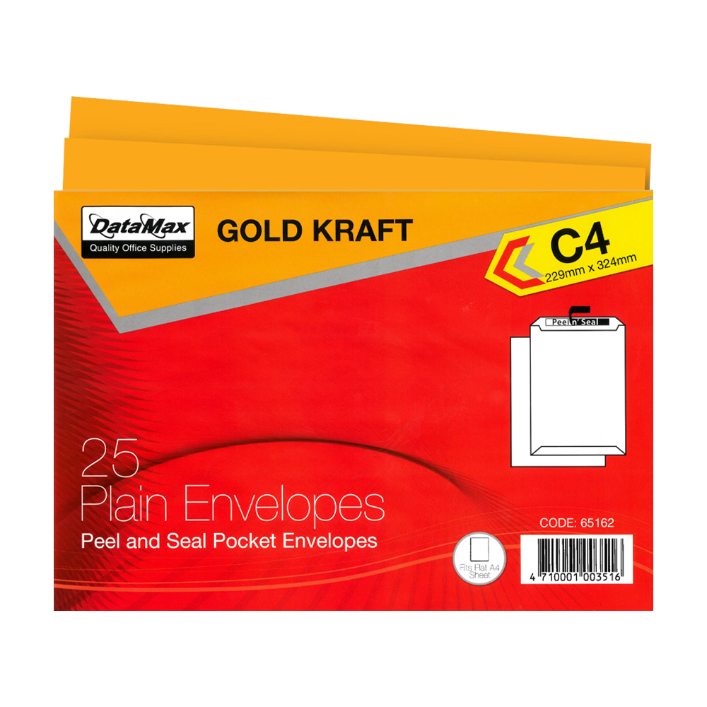 DataMax 65162 C4 Gold Kraft Plain Envelopes 229x324mm 25 Pack ...