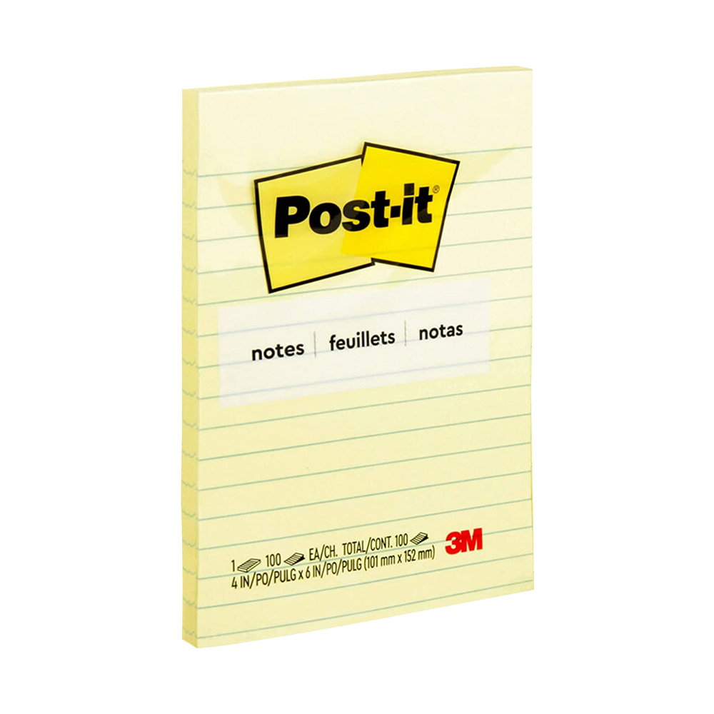 Post-It Notes 660 Canary Yellow Ruled 101x152mm - Theodist