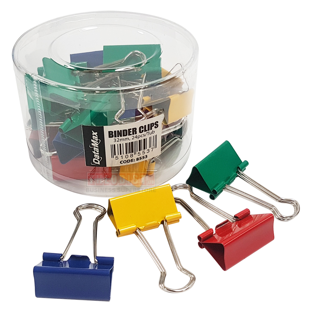 DataMax 8553 Foldback Binder Clips Coloured 32mm 24 Pack | Theodist ...