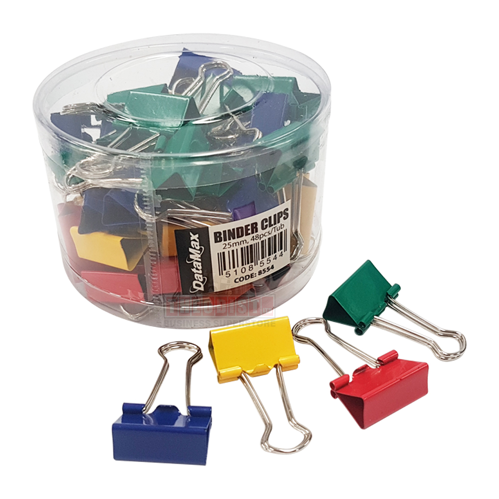 DataMax 8554 Foldback Binder Clips Coloured 25mm 48 Pack | Theodist ...