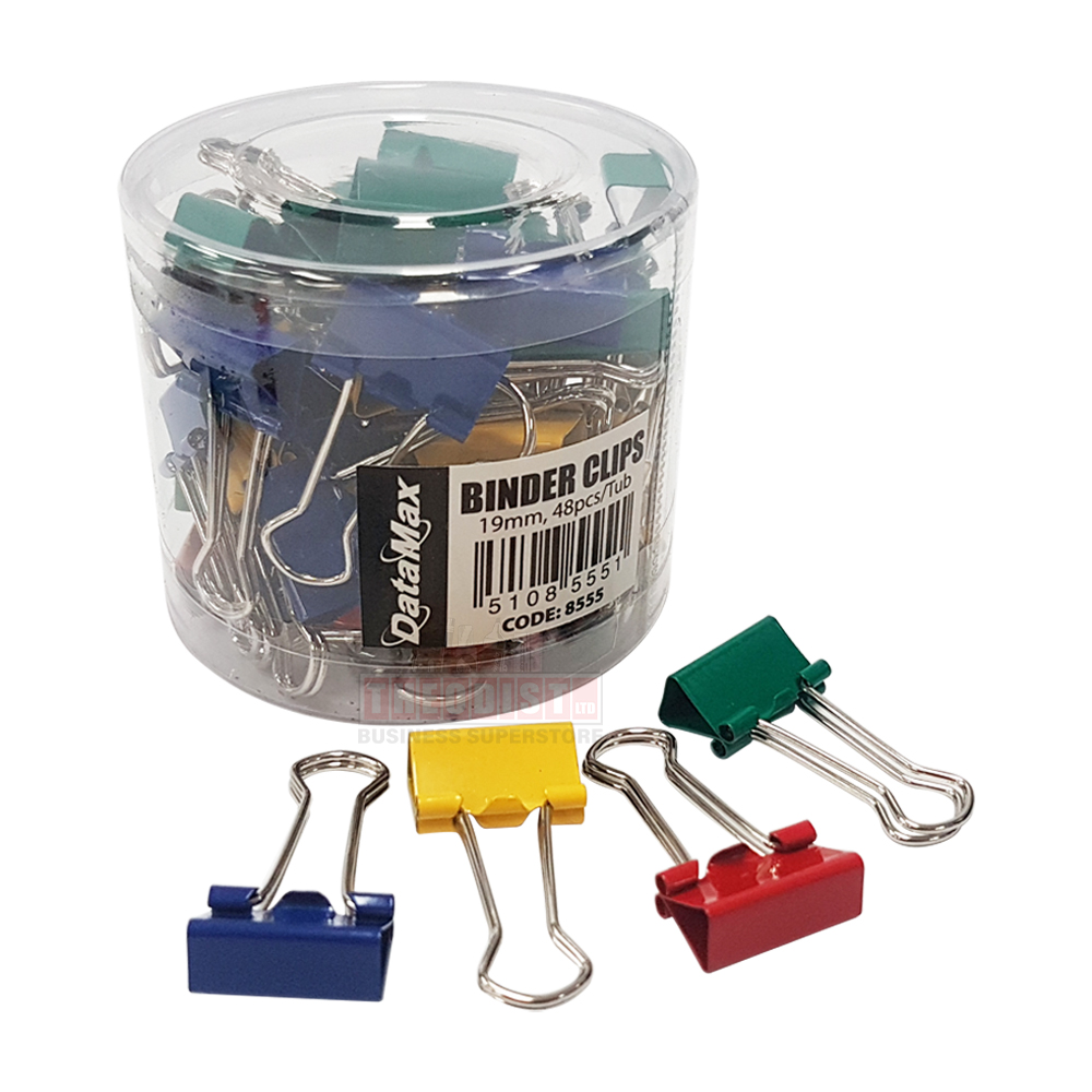 DataMax 8555 Foldback Binder Clips Coloured 19mm 48 Pack | Theodist ...