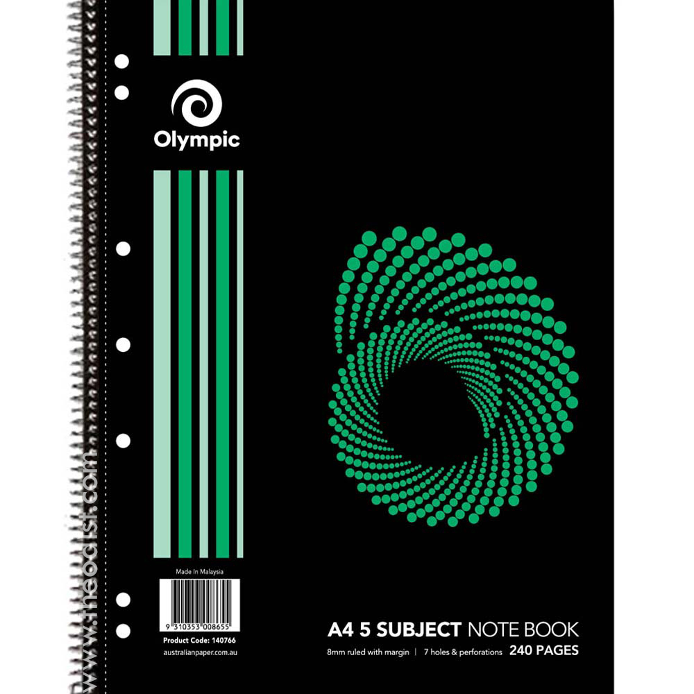 Olympic 140766 A4 5 Subject Notebook A4 240 Pages, 8mm Ruled with ...