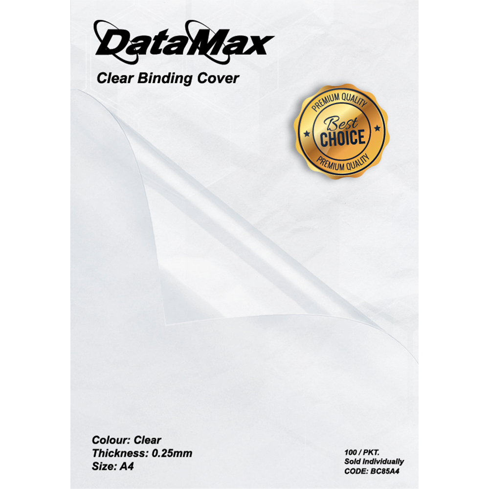 DataMax BC85A4 Binding Cover 0.25mm A4, Clear | Theodist - Theodist