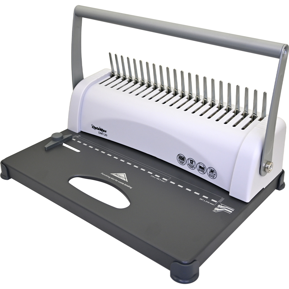 DataMax DM120 Comb Binder Up to A4 12 Sheets 21 Hole Punch 450 Sheets ...