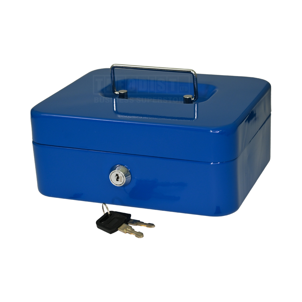 DataMax DM200 Metal Cash Box with Coin Tray & Lock Blue 200x160x86mm ...