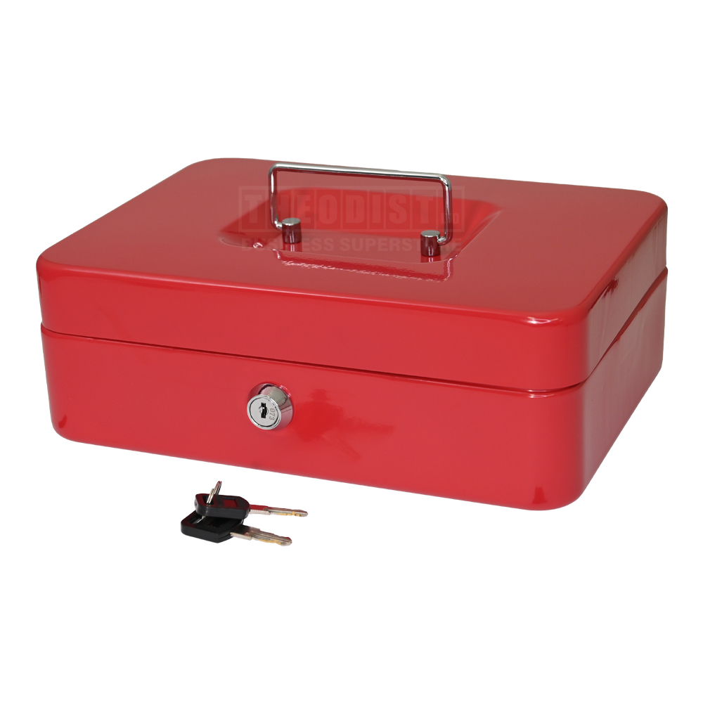 DataMax DM250 Metal Cash Box with Coin Tray & Lock Red 250x180x87mm ...