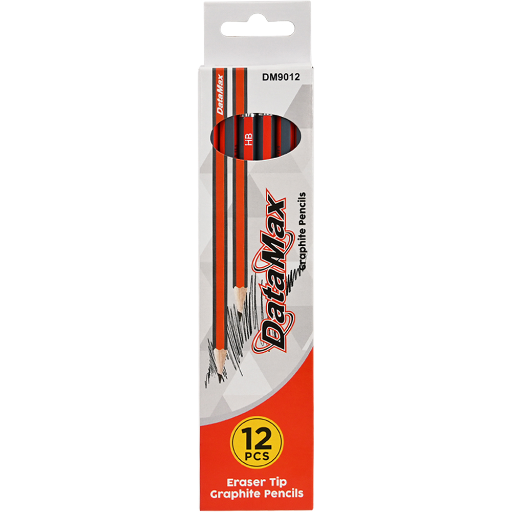 DataMax DM9012 Graphite Pencils HB with Eraser 12 Pack - Theodist