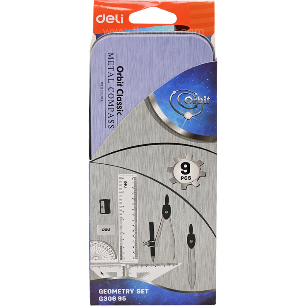 Deli G30695 Geometry Set Orbit Classic Metal Compass with Pencil 9 Pcs ...