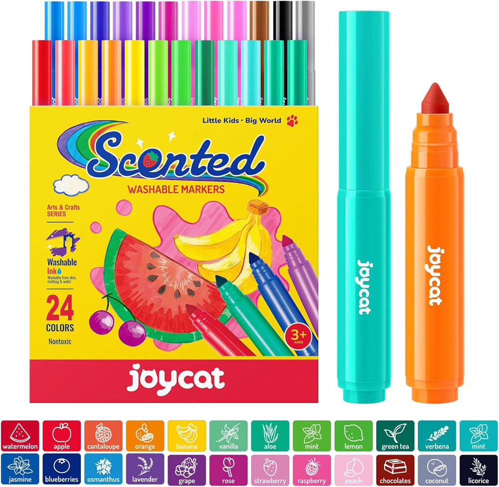 JoyCat Scented Washable Coloured Marker Non-toxic 24 Pack - Theodist