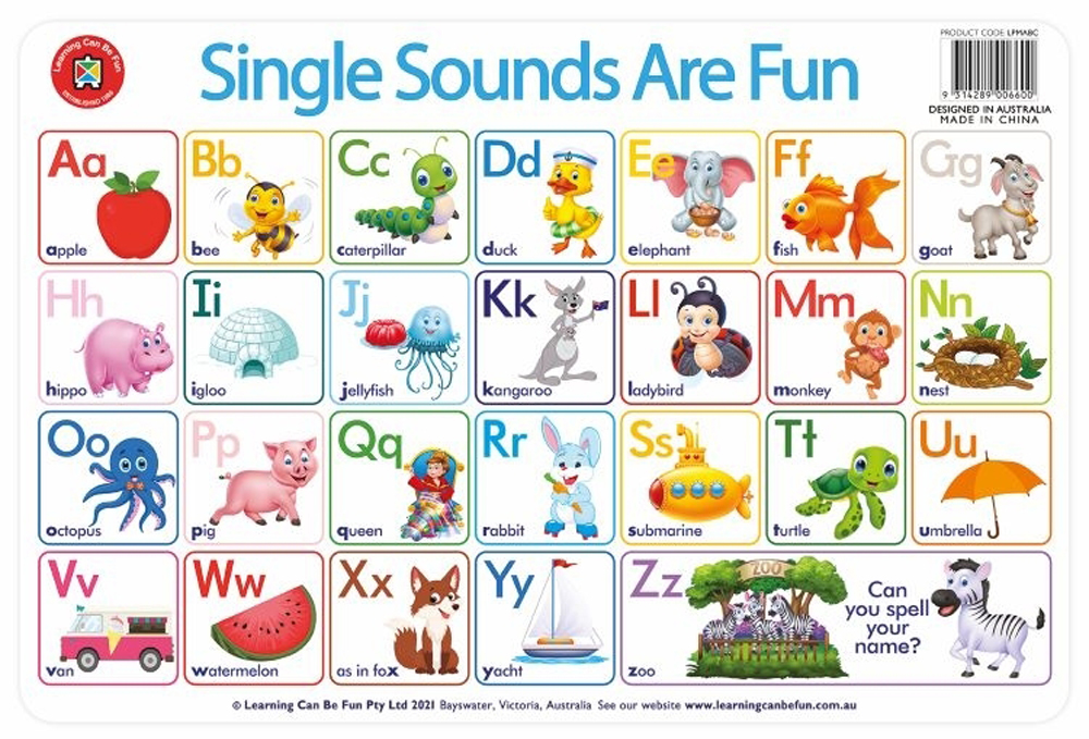 Learning Can Be Fun Single Sounds Are Fun Placemat - Theodist