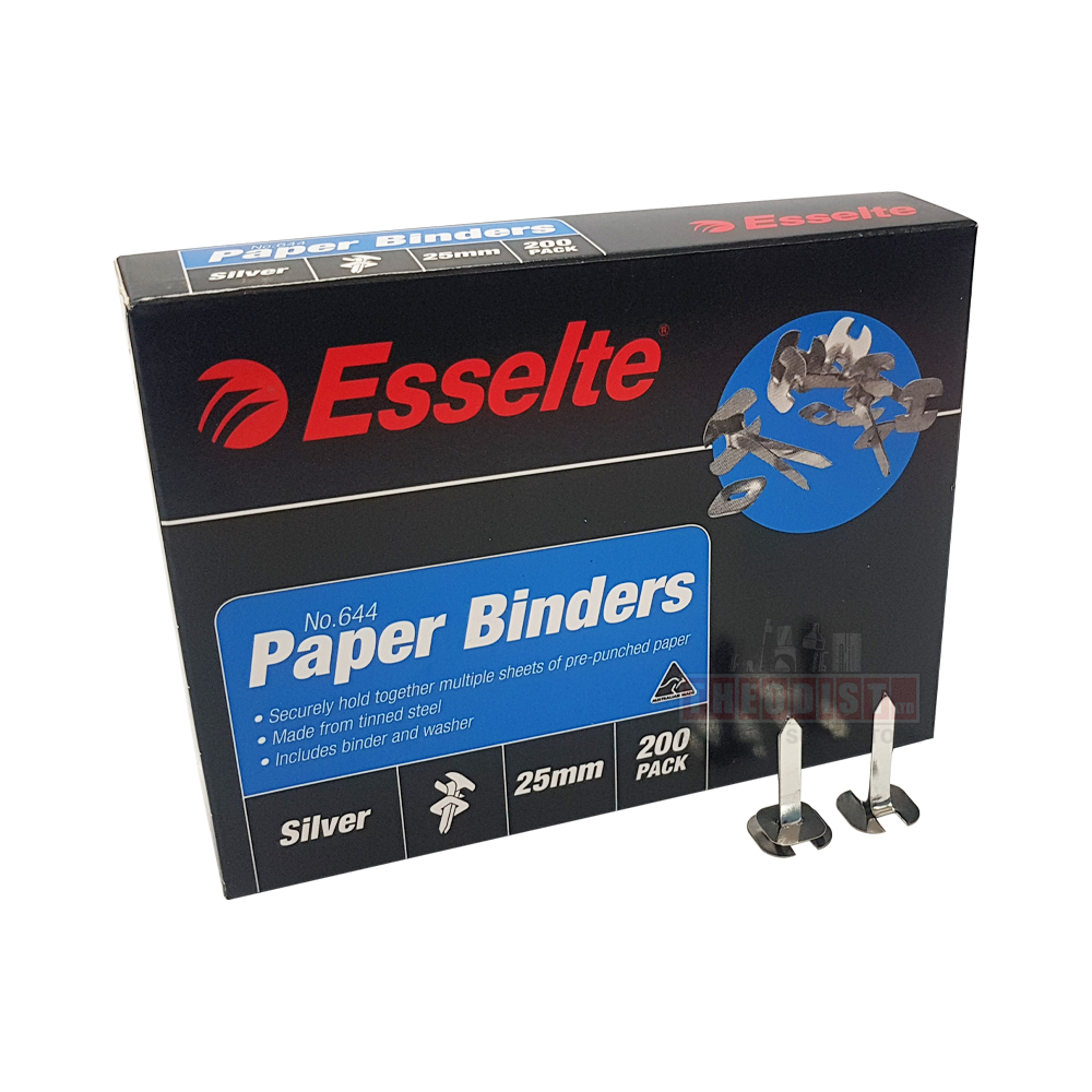 Esselte 644 Paper Binders 25mm 200 Pack, Silver | Theodist - Theodist