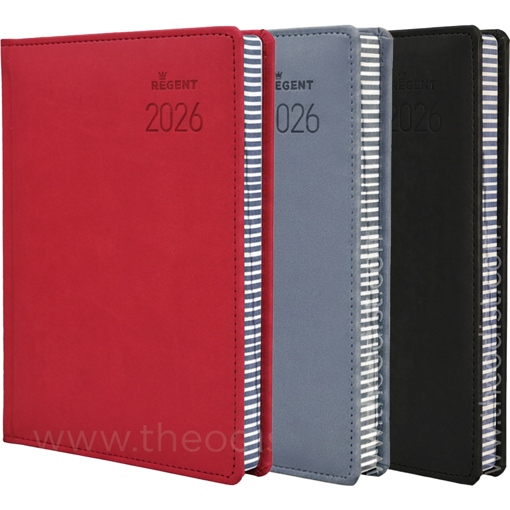 Regent REG151 2026 A5 Diary Black, Navy, Red Day to Page - Theodist