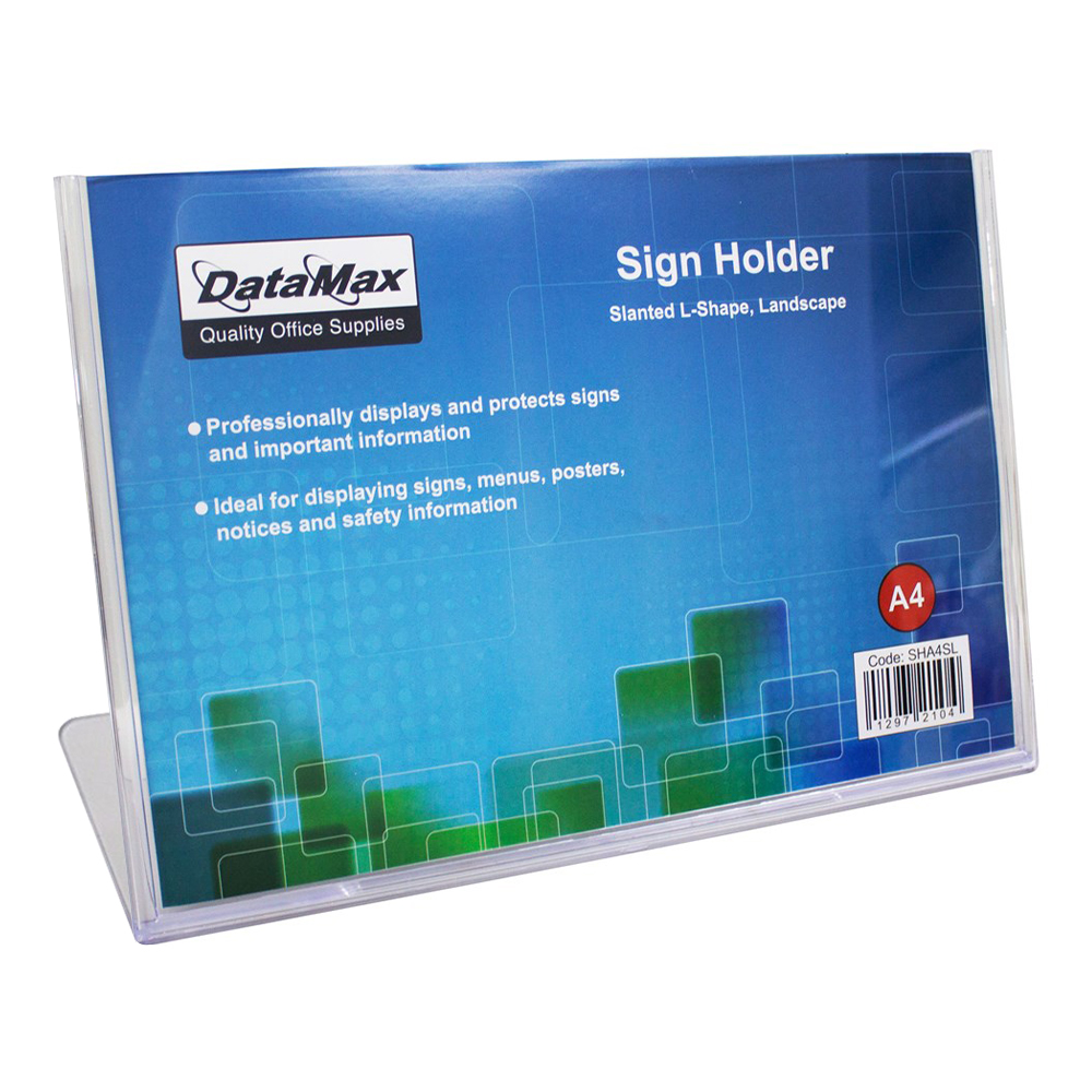 DataMax SHA4SL Sign Holder A4 L-Shaped Landscape | Theodist - Theodist