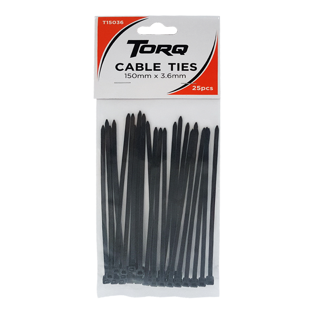 Torq T15036 Cable Ties 150x3.6mm 25 Pack | Theodist - Theodist