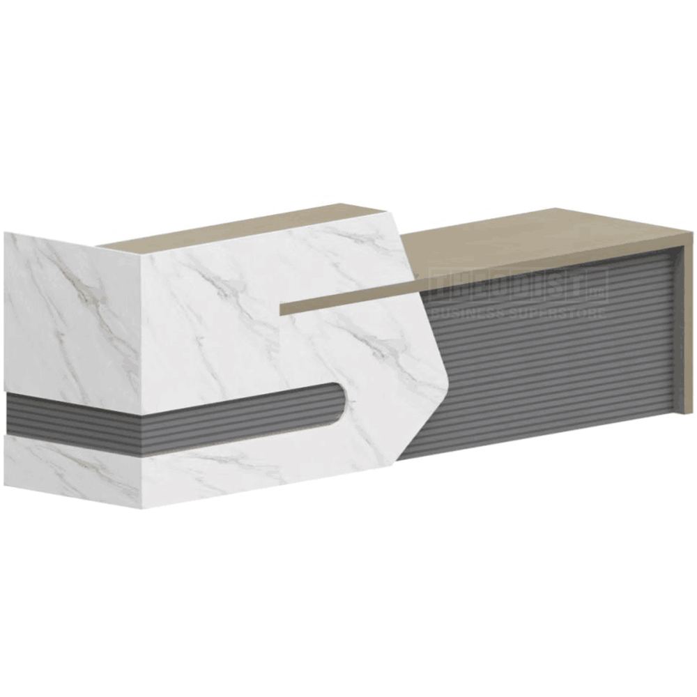 Reception Table YTT32 Marble White/Black 3200Wx800Dx1050H - Theodist